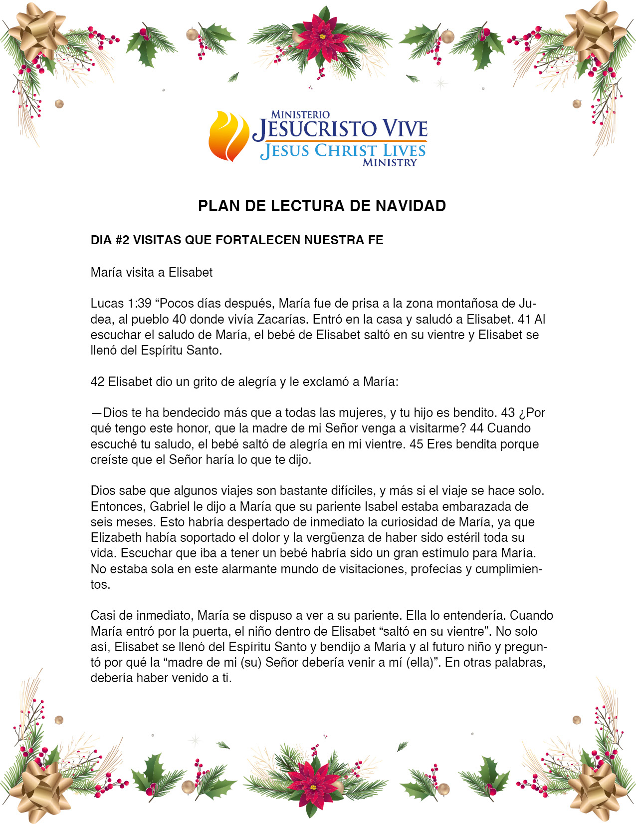 Plan de lectura de Navidad